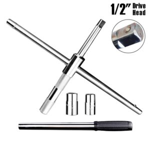 Xergur 23" Universal Extended Lug Wrench, 4 Way Tire Iron Nut Wrench Set with Storage Bag and Standard Sockets (17mm/19mm,21mm/23mm) for Heavy Duty Cross Wrench, Wheel Wrench