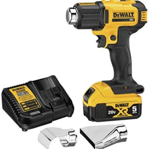 DEWALT 20V MAX Heat Gun Kit, Cordless, Up to 990 Degrees, 42 Minutes of Run Time, LED Light, Battery and Charger Included (DCE530P1)