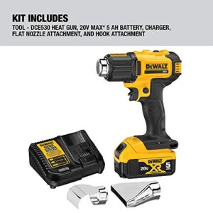 DEWALT 20V MAX Heat Gun Kit, Cordless, Up to 990 Degrees, 42 Minutes of Run Time, LED Light, Battery and Charger Included (DCE530P1)