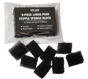 stipple sponge large pore 8 piece die cut block - special effects makeup theater halloween must have - texture, road rash, blending, beards, freckles