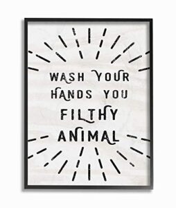 stupell industries white modern type wash your hands you filthy animal black framed wall art, 11 x 14, multi-color