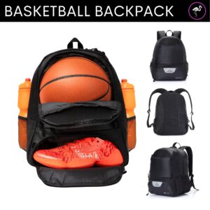 ERANT Athletic Soccer Backpack - Extra Large Sports Soccer Bag - Separate Ball & Cleat Compartment - Durable Design - Boys & Girls - For Soccer, Basketball, Volleyball and Gym Equipment - Black