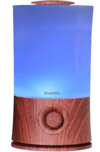 bluehills premium 2000 ml xl essential oil diffuser aromatherapy humidifier for large room home 40 hour run huge coverage area 2 liter extra large capacity diffuser high mist dark wood grain e003