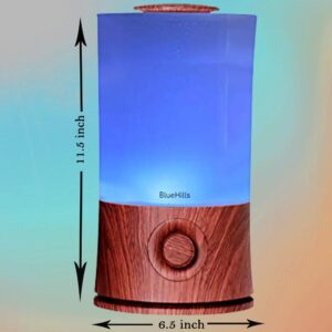 BlueHills Premium 2000 ML XL Essential Oil Diffuser Aromatherapy Humidifier for Large Room Home 40 Hour Run Huge Coverage Area 2 Liter Extra Large Capacity Diffuser High Mist Dark Wood Grain E003