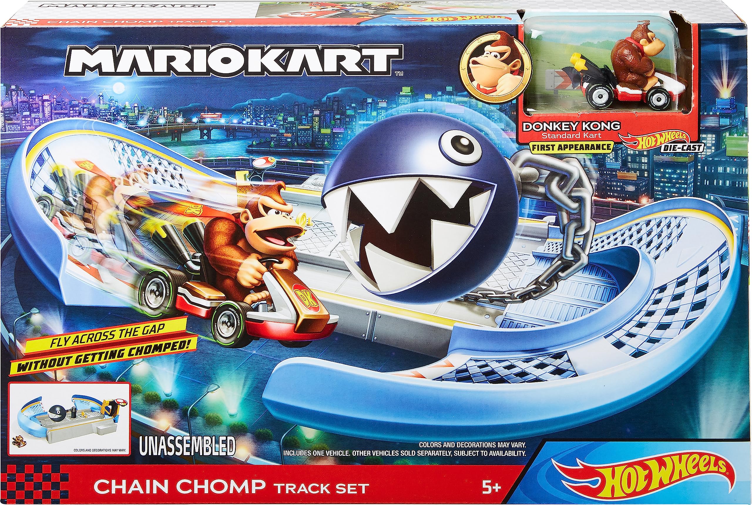 Hot Wheels Mario Kart Track Set Assortment 4 Different Tracks with Mario Kart 1:64 Scale Vehicles and Nemesis from Video Game Gift for Kids 3 Years and Older