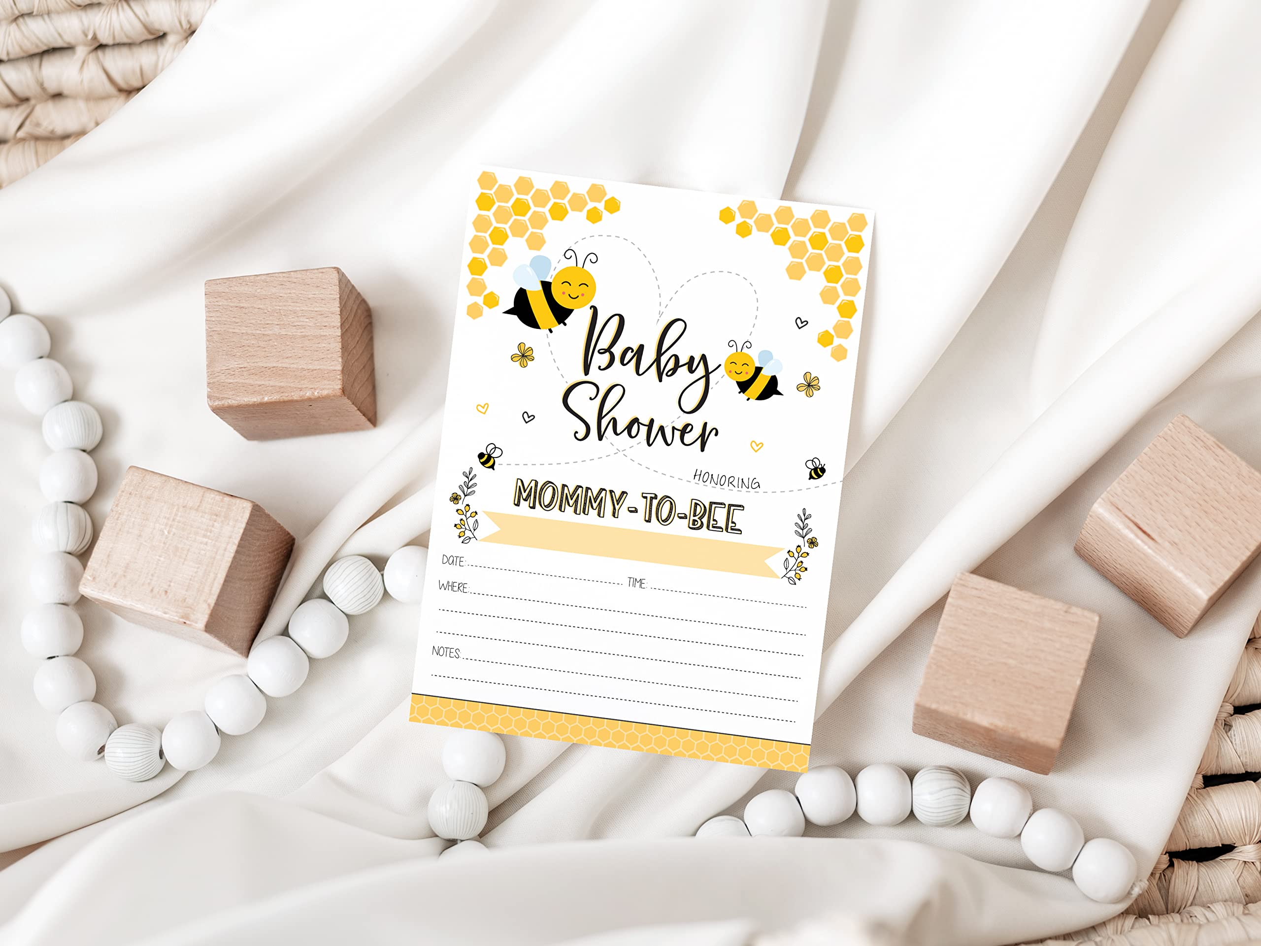 Your Main Event Prints Mom To Bee Baby Shower Invitations, Neutral Yellow Bee Baby Shower Invites with Diaper Raffles Cards, Sprinkle, 20 Invites Including Envelopes