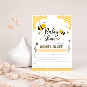 Your Main Event Prints Mom To Bee Baby Shower Invitations, Neutral Yellow Bee Baby Shower Invites with Diaper Raffles Cards, Sprinkle, 20 Invites Including Envelopes