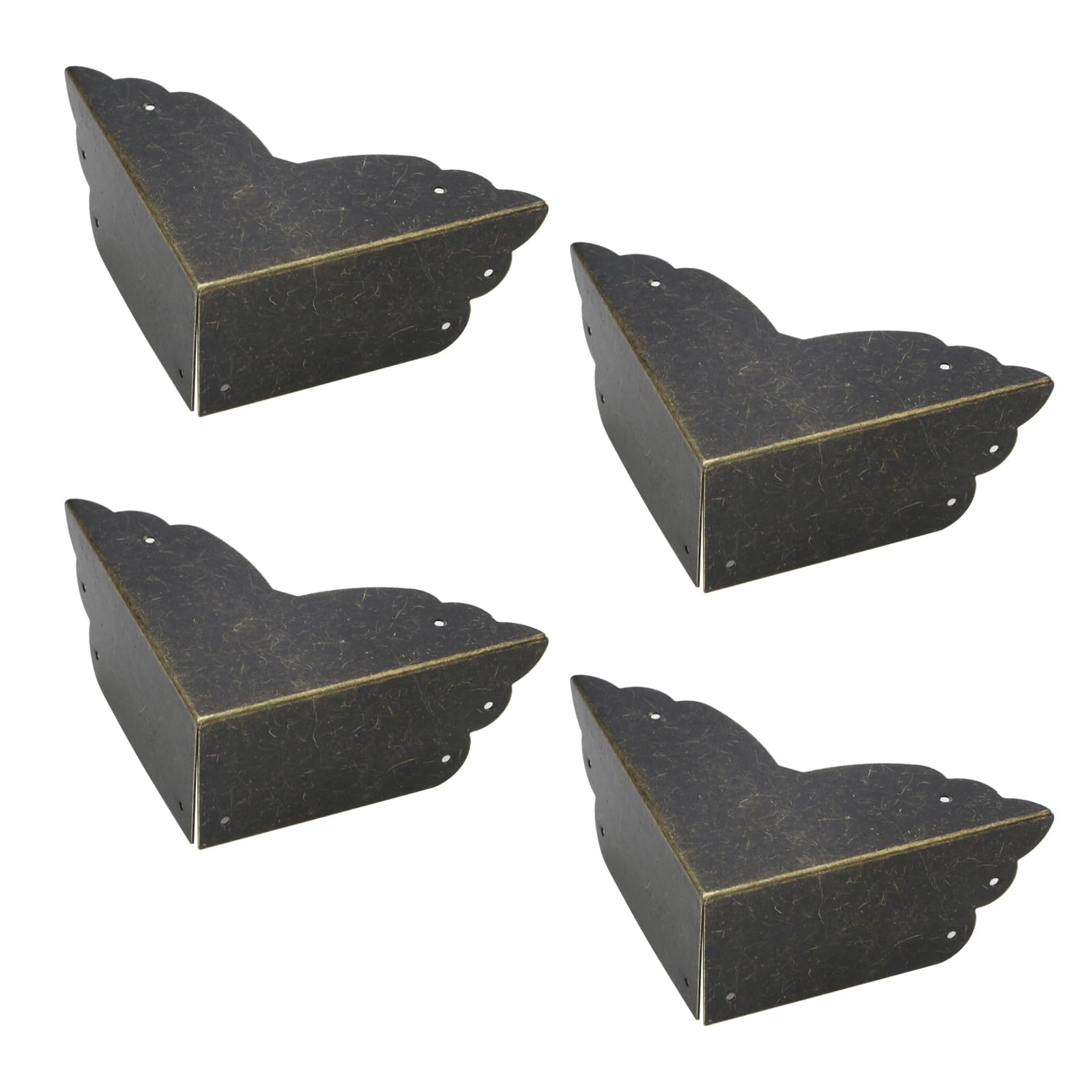 Mcredy 4 Pack Corner Protectors Metal Bronze Box Corners Decorative 2.8x2.8x1.2"(LxWxH),Side Length 2.8"