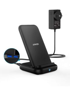 anker 3-in-1 multi-device wireless charging station, powerwave 10 stand with 2 usb-a ports, for iphone se, 11, 11 pro, xs max, xr, xs, x, 8, 8 plus, galaxy s20, s10, s9, s8, 36w power supply included