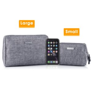 Large Makeup Bag Zipper Pouch Travel Cosmetic Organizer for Women (Large, Grey)