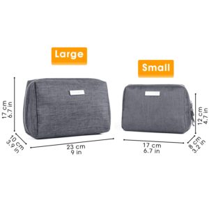 Large Makeup Bag Zipper Pouch Travel Cosmetic Organizer for Women (Large, Grey)