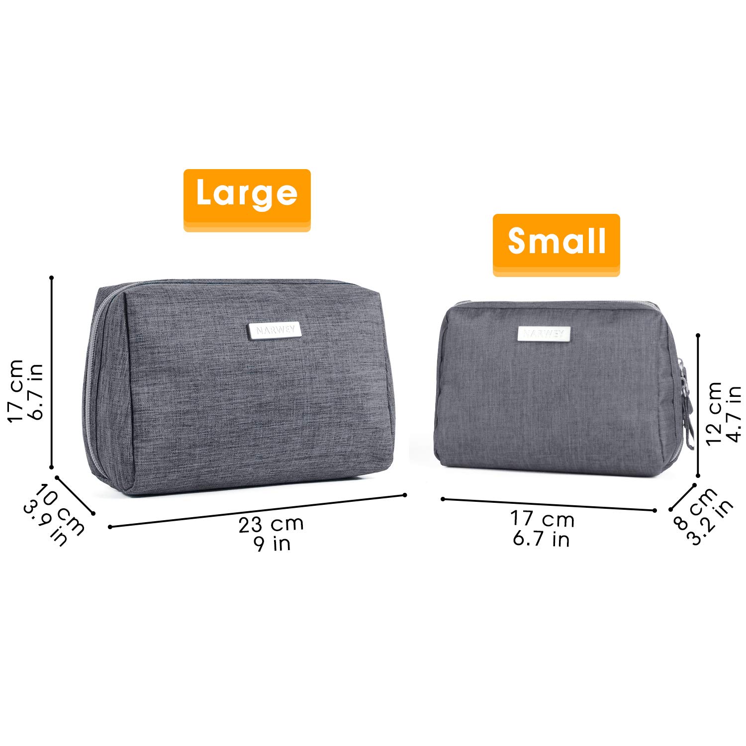 Large Makeup Bag Zipper Pouch Travel Cosmetic Organizer for Women (Large, Grey)