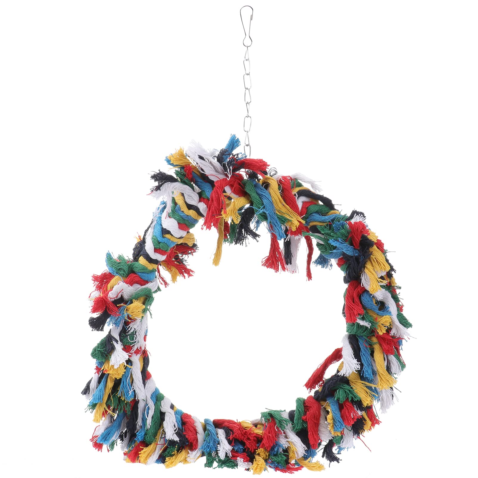 Bird Snuggle Ring-Parrot Cotton Preening Grooming Ropes Colorful Hanging Swing for African Grey Small Cockatoos Conure (Random Color)