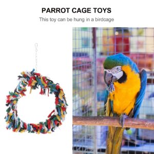 Bird Snuggle Ring-Parrot Cotton Preening Grooming Ropes Colorful Hanging Swing for African Grey Small Cockatoos Conure (Random Color)