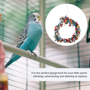 Bird Snuggle Ring-Parrot Cotton Preening Grooming Ropes Colorful Hanging Swing for African Grey Small Cockatoos Conure (Random Color)