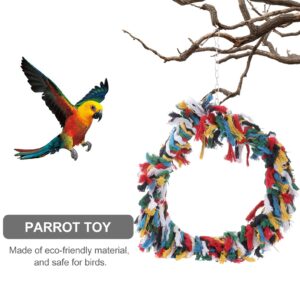 Bird Snuggle Ring-Parrot Cotton Preening Grooming Ropes Colorful Hanging Swing for African Grey Small Cockatoos Conure (Random Color)