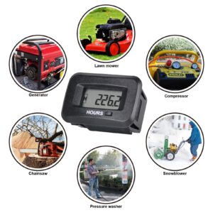 Runleader LCD Digital Hour Meter,AC/DC 5V to 277V,Maintenance Reminder for Zero Turn Lawn Mower Tractor Generator Golf cart Scrubber Marine ATV Motor Compressor and Gas Powered Device