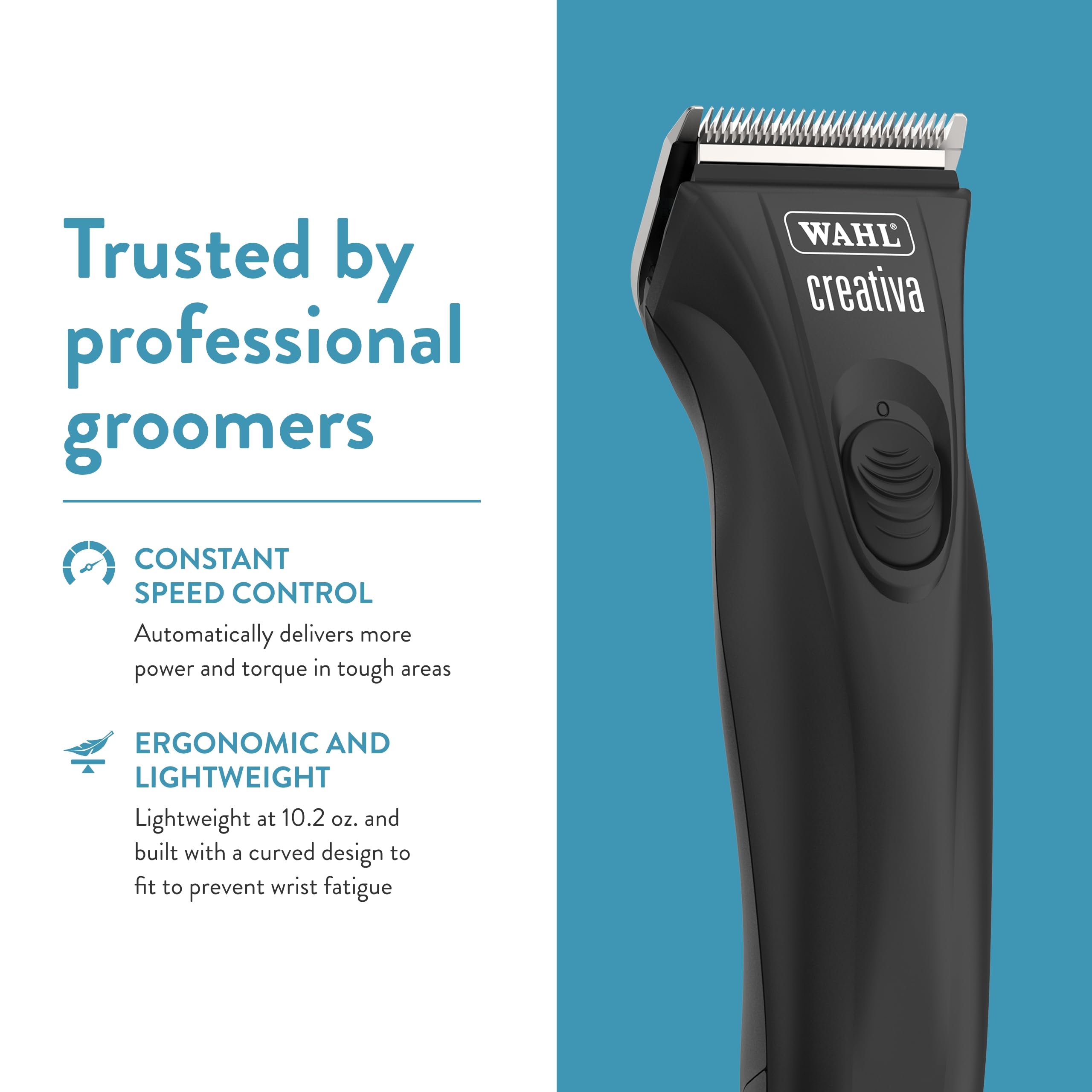 Wahl Professional Animal Creativa Cordless Dog, Cat, Pet, and Horse Clipper with 5-in-1 Adjustable Blade - Black