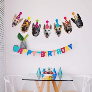 German Shepherd Birthday Garland, Funny Dog Face Portrait Birthday Banner, Bday Bunting Decoration…