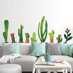 cactus wall decal, h2mtool desert decor removable nursery tropical plants stickers for kids living rooms office (cactus)