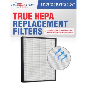 true hepa air cleaner filter replacement complete set for airmega max 2 air cleaner 300/300s by lifesupplyusa