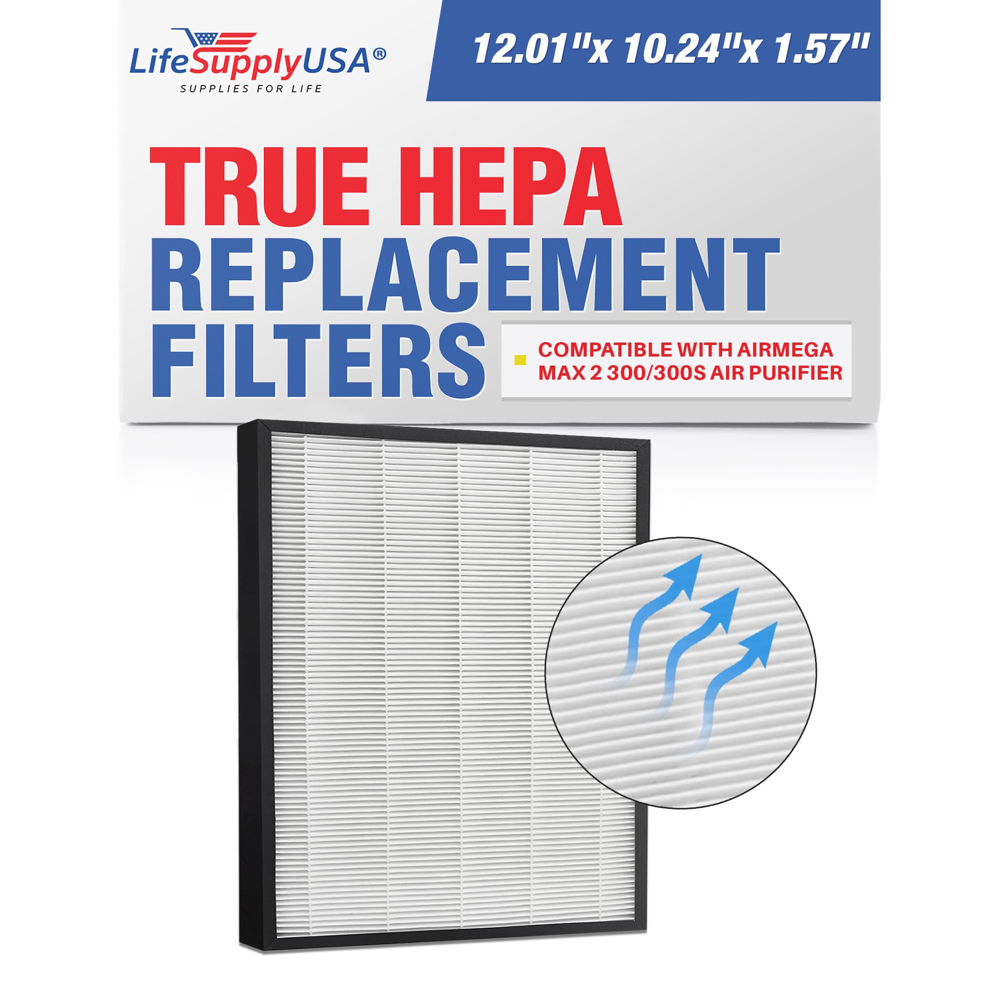 True HEPA Air Cleaner Filter Replacement Complete Set for AIRMEGA Max 2 Air Cleaner 300/300S by LifeSupplyUSA