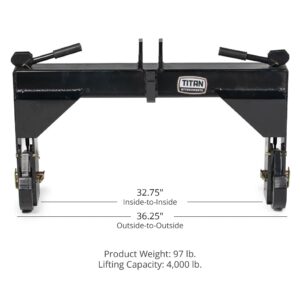 Titan Attachments 3 Point Quick Hitch Adaption to Category 2 Tractors, 4000 LB Lifting Capacity, 32.75" Between Lower Arms, 14.5" Top Link to Lower Link, Black Finish