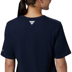 Columbia Women's PFG Triangle Tee Short Sleeve Shirt, Collegiate Navy/Dolphin, Large