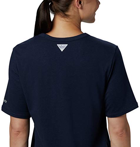 Columbia Women's PFG Triangle Tee Short Sleeve Shirt, Collegiate Navy/Dolphin, Large