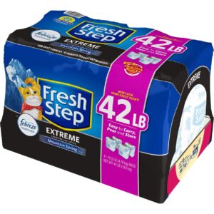 fresh step extreme mountain spring scented clumping cat litter with the power of febreze, 42 lbs.