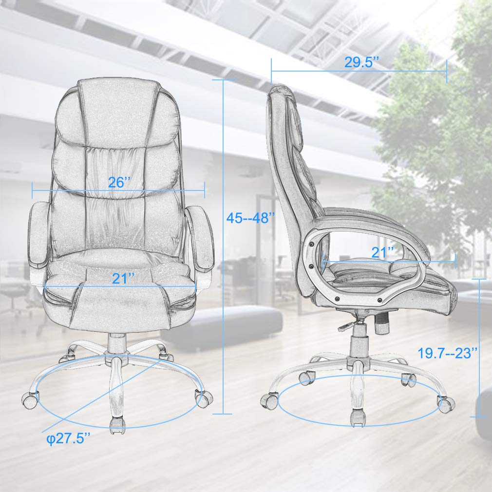 Office Chair Desk Chair Computer Chair Ergonomic Task Rolling Swivel Adjustable Stool High Back Executive Chair with Lumbar Support for Women Men,Brown