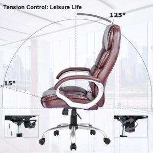 Office Chair Desk Chair Computer Chair Ergonomic Task Rolling Swivel Adjustable Stool High Back Executive Chair with Lumbar Support for Women Men,Brown