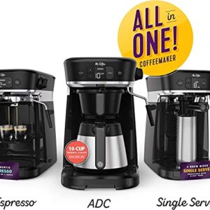 Mr. Coffee All-in-One Occasions Specialty Pods Coffee Maker, 10-Cup Thermal Carafe, and Espresso with Milk Frother and Storage Tray, Black