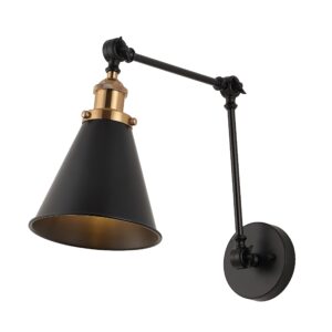 jonathan y jyl7462a rover 7" farmhouse industrial adjustable arm metal led wall sconce rustic bohemian 2700k led 4w bulb for entryway lobby kitchen bathroom bedroom living room hallway, black