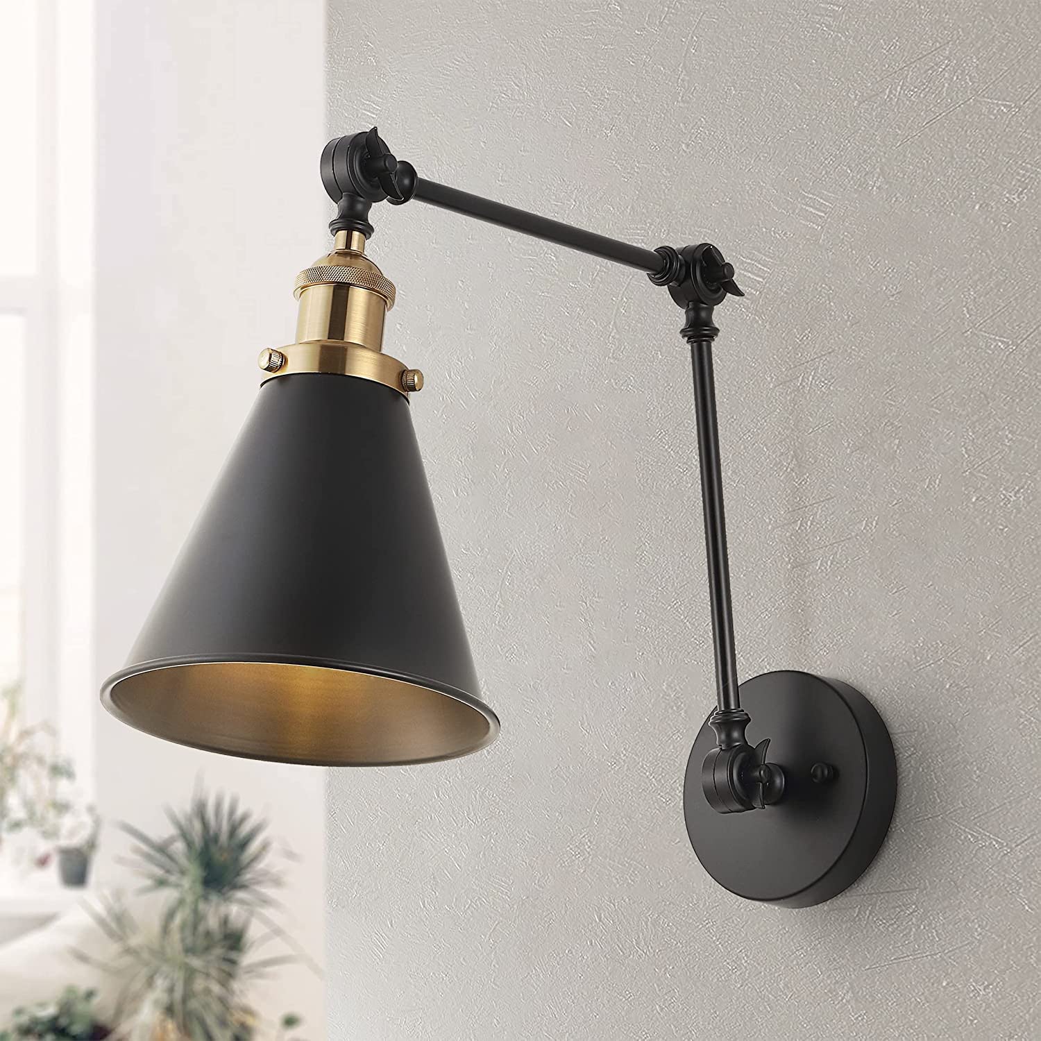 JONATHAN Y JYL7462A Rover 7" Farmhouse Industrial Adjustable Arm Metal LED Wall Sconce Rustic Bohemian 2700K LED 4W Bulb for Entryway Lobby Kitchen Bathroom Bedroom Living Room Hallway, Black