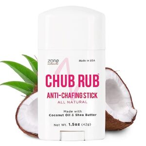 zone naturals chafing stick - 100% natural chub rub stick - friction defense anti chafing stick reduces rubbing and irritation - 1.5 ounce