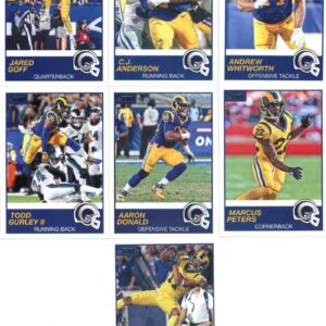 2019 Panini Score Football Veteran Los Angeles Rams Team Set of 13 Cards: Jared Goff(#293), Marcus Peters(#294), Aaron Donald(#295), Todd Gurley II(#296), Cooper Kupp(#297), Robert Woods(#298), Brandin Cooks(#299), Cory Littleton(#300), Johnny Hekker(#301