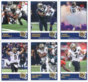 2019 panini score football veteran new orleans saints team set of 10 cards: drew brees(#263), alvin kamara(#264), michael thomas(#265), mark ingram ii(#266), taysom hill(#267), tre'quan smith(#268), cameron jordan(#269), marcus davenport(#270), sheldon ra