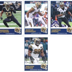 2019 Panini Score Football Veteran New Orleans Saints Team Set of 10 Cards: Drew Brees(#263), Alvin Kamara(#264), Michael Thomas(#265), Mark Ingram II(#266), Taysom Hill(#267), Tre'Quan Smith(#268), Cameron Jordan(#269), Marcus Davenport(#270), Sheldon Ra