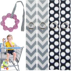 pbnj baby toy saver strap holder leash secure accessories gray chevron/white dots - 4pc