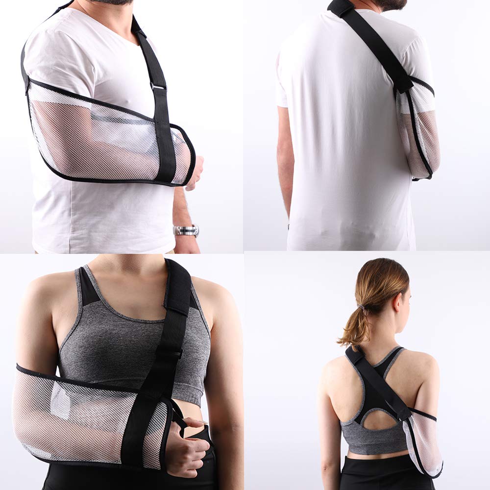 Mesh Arm Shoulder Sling Great Shower Bath Sling Used after rotator cuff Shoulder Surgery Arm Brace Support for Men and Women,White