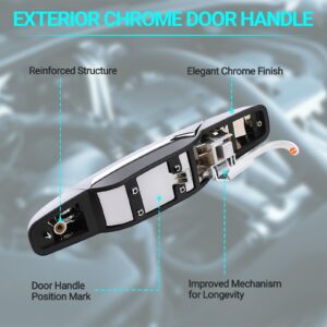 MNJWS Exterior Chrome Door Handle, Rear Passenger Side, Compatible with 2007-2014 Chevy Silverado Suburban Tahoe GMC Sierra Yukon Cadillac Escalade, Replace 22738726 84053450 80547