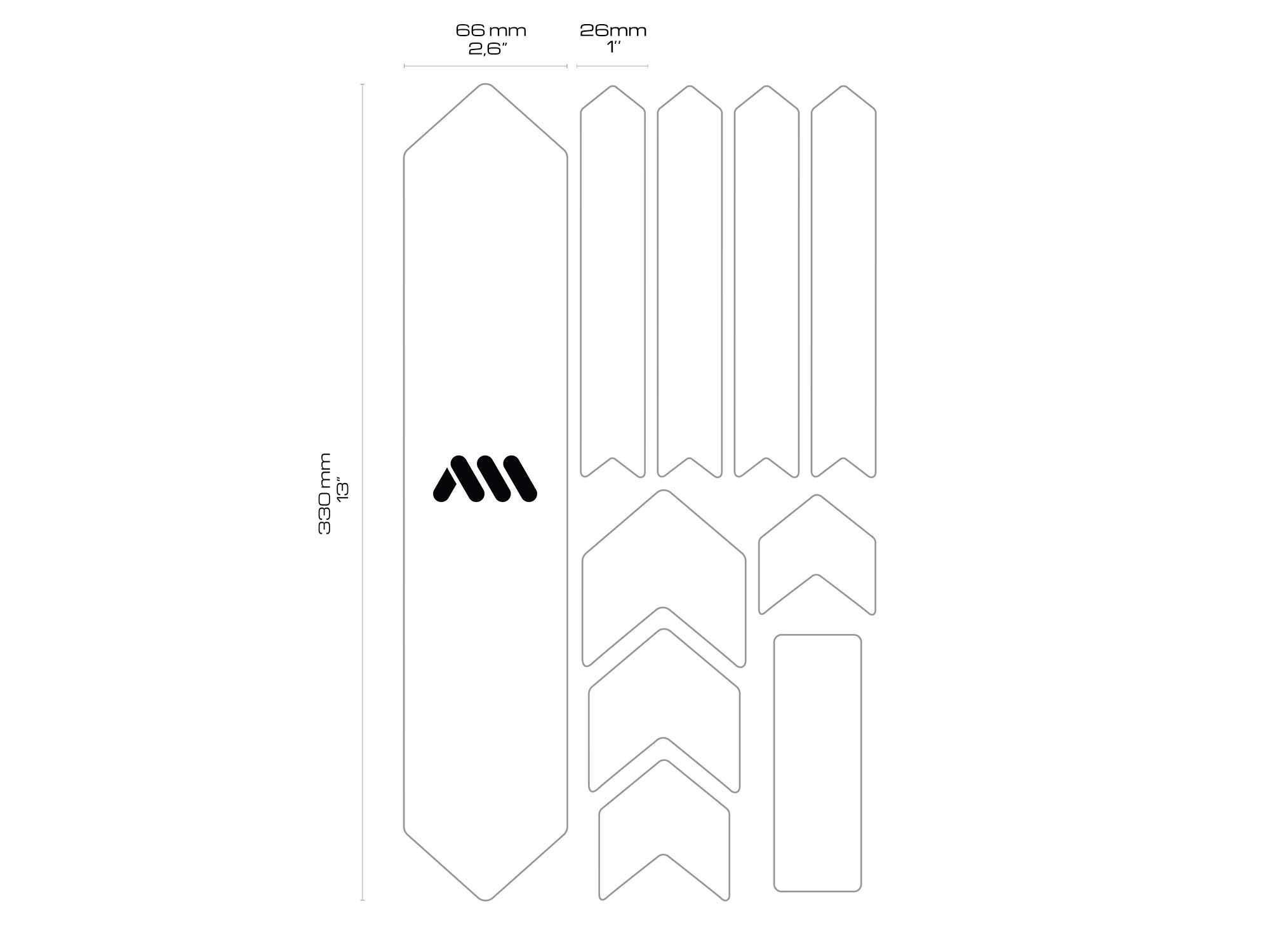 All Mountain Style Honeycomb High Impact Frame Guard Extra Semi-Transparent - Bike Frame Protector Supports Universal Fitting - Helps Protect Your Bike from Scratches, Chips and Dings (Ronin/ Black)