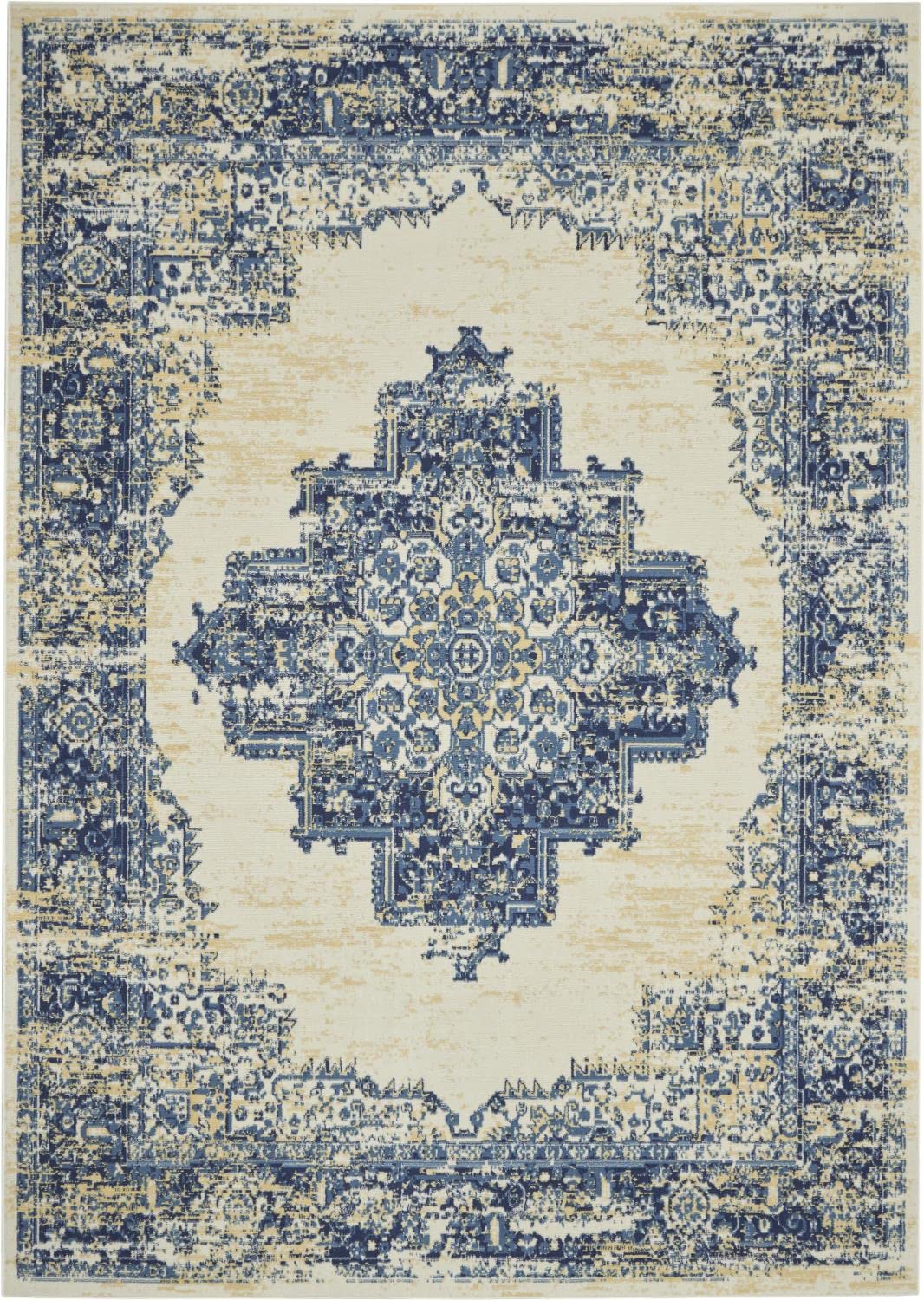 Nourison Grafix Traditional White 8'6" x 12' Area -Rug, Easy -Cleaning, Non Shedding, Bed Room, Living Room, Dining Room, Kitchen (9x12)