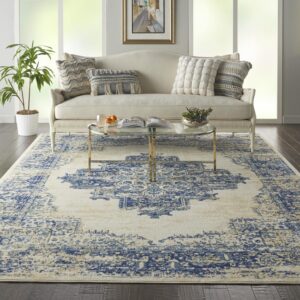 Nourison Grafix Traditional White 8'6" x 12' Area -Rug, Easy -Cleaning, Non Shedding, Bed Room, Living Room, Dining Room, Kitchen (9x12)