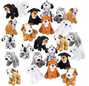 bulk 24 plush puppy dog stuffed dog animal toys | variety pack made of soft plush ● great as a party favor, gift, or companion ● pretend play for kids ● dozen puppy assortment (24 pack)