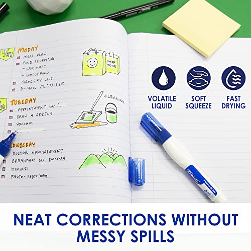 BAZIC Correction Pen, Precise Metal Tip Applicator, Fine Point Corrections Fluid, White Out Wipe Out Liquid (2/Pack), 1-Pack