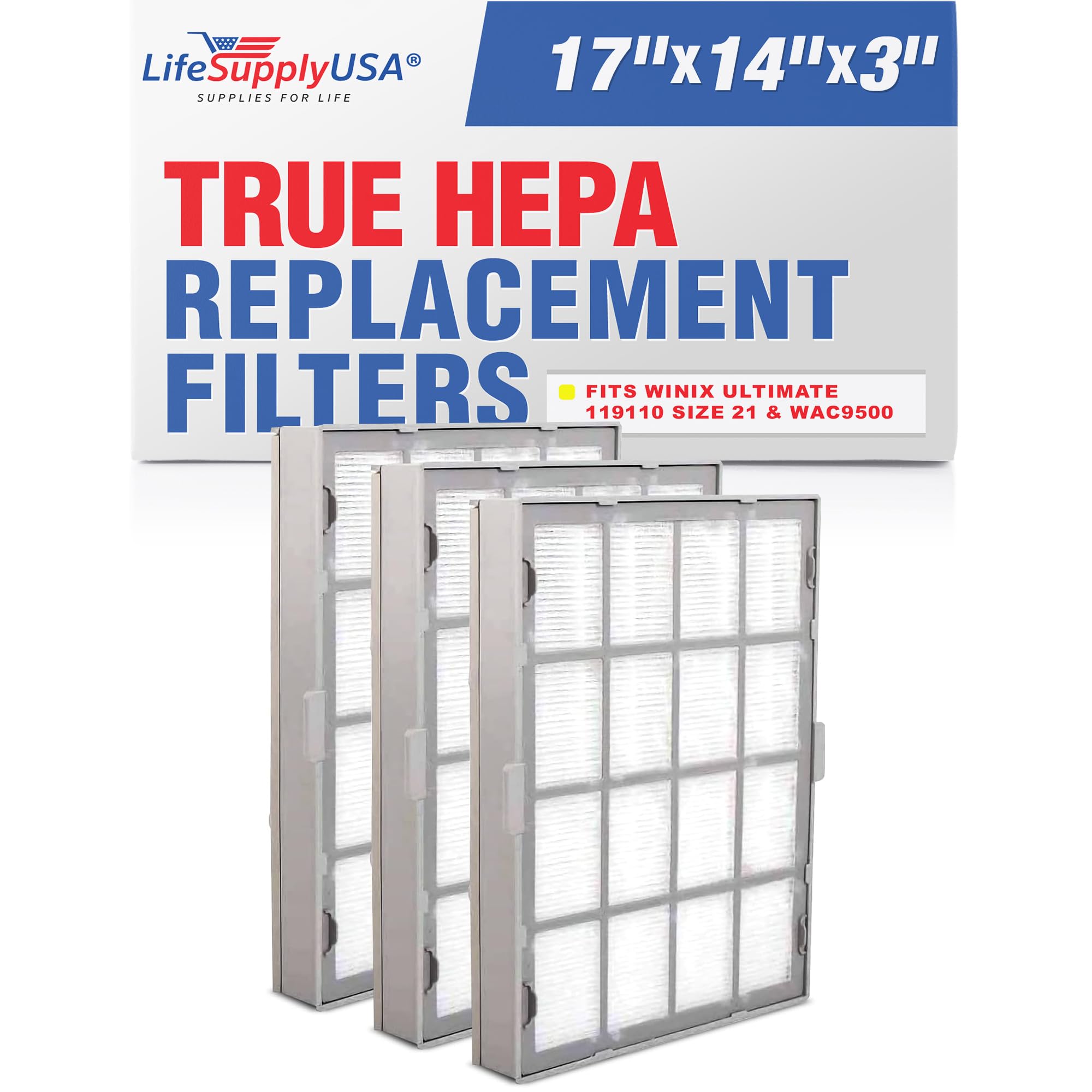 True HEPA Air Cleaner Filter Replacement Cartridge 85510 Compatible with Kenmore EnviroSense 85500 Air Cleaner by LifeSupplyUSA (3-Pack)