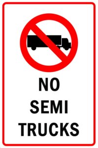 new metal sign aluminum sign no semi trucks with symbol allowed for outdoor & indoor 12" x 8"