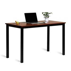 Decoholic Computer Desk 47 Inch PC Laptop Study Table Office Desk Workstation for Home Office, Modern Industrial Style,Sandalwood Board Black Leg